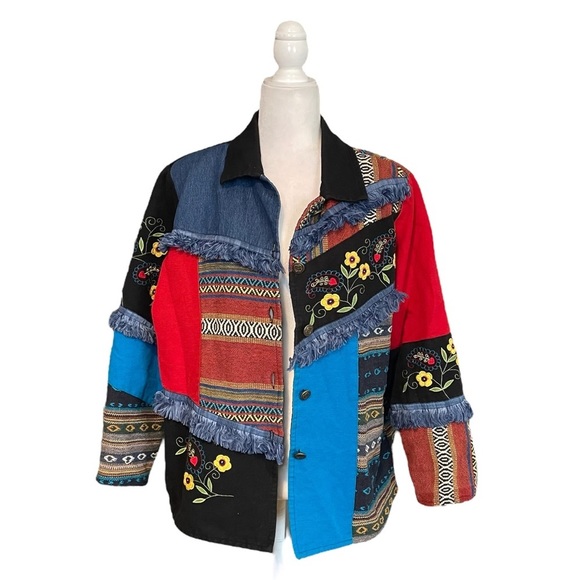 indigo moon | Jackets & Coats | Indigo Moon Patchwork Denim Red Blue ...